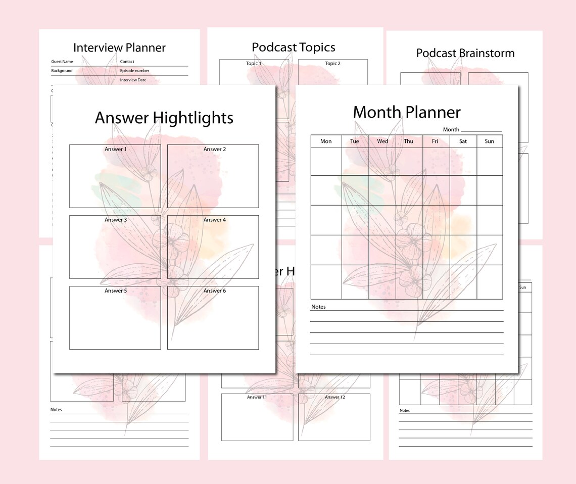 Printable Podcast Planner,editable Podcast Checklist,interview Planner ...