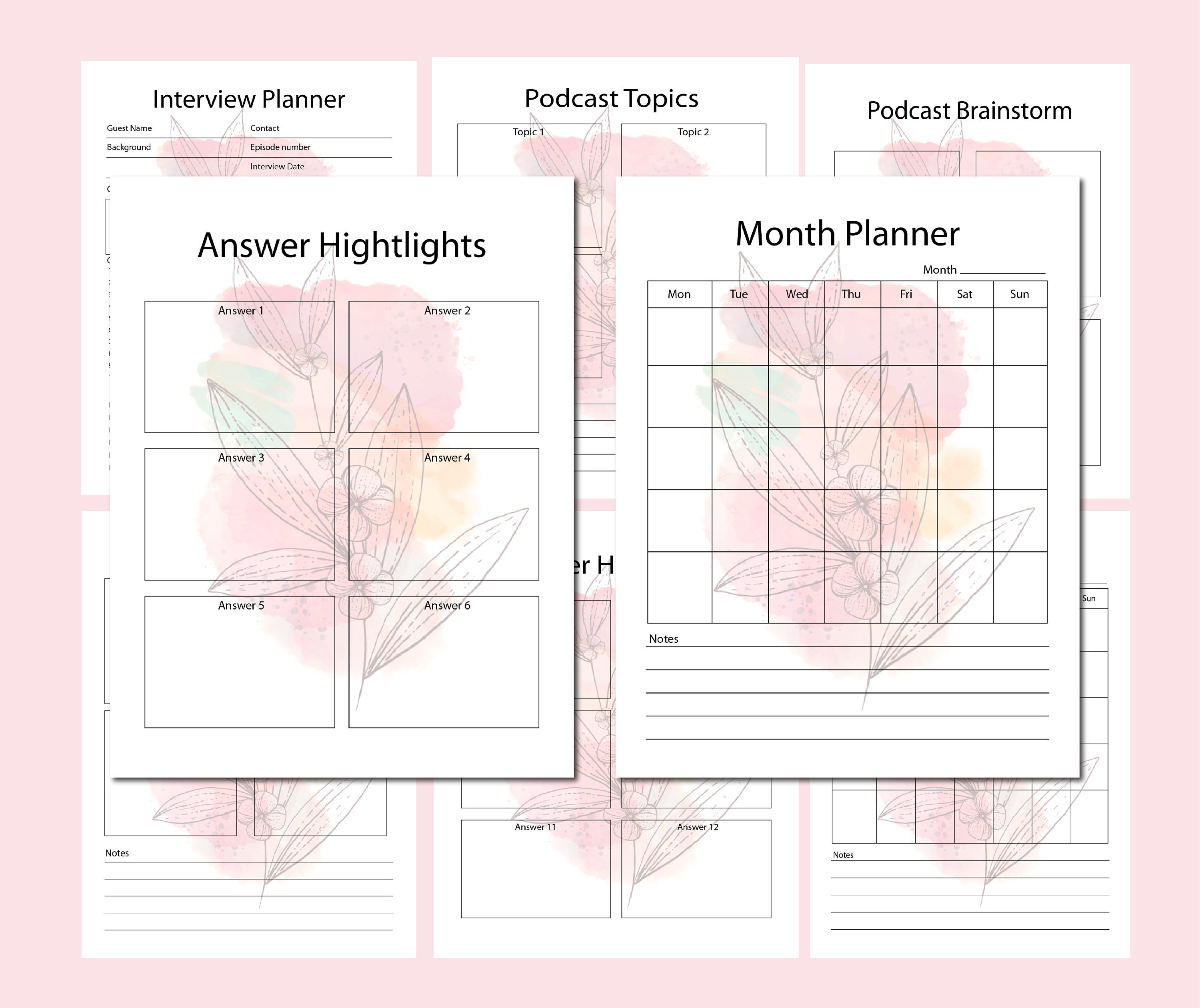 Printable Podcast Planner,editable Podcast Checklist,interview Planner ...