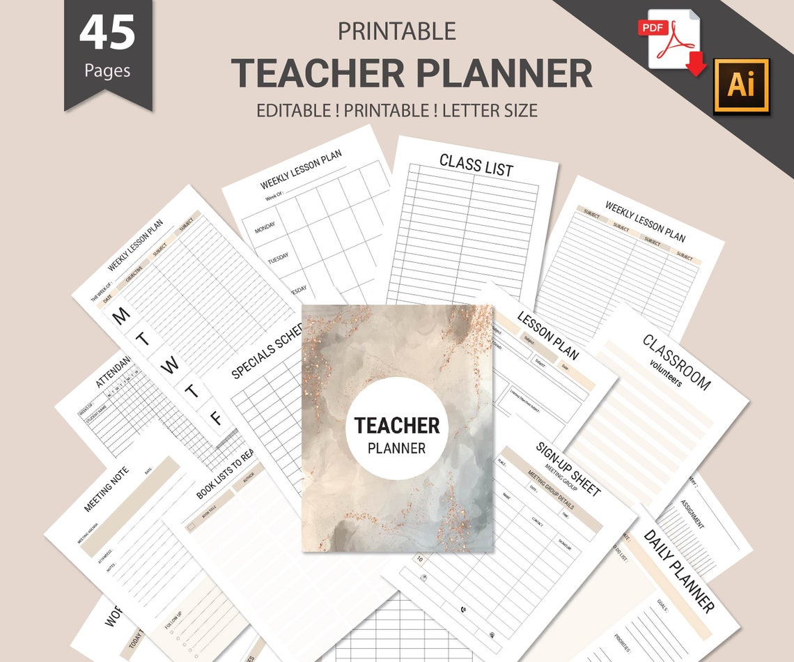 Printable Teacher Planner Digital Planner Pages Lesson - Etsy
