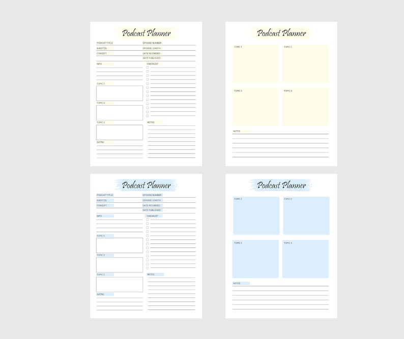 Podcast Episode Planner, Podcast Planner Printable, Editable Podcast ...