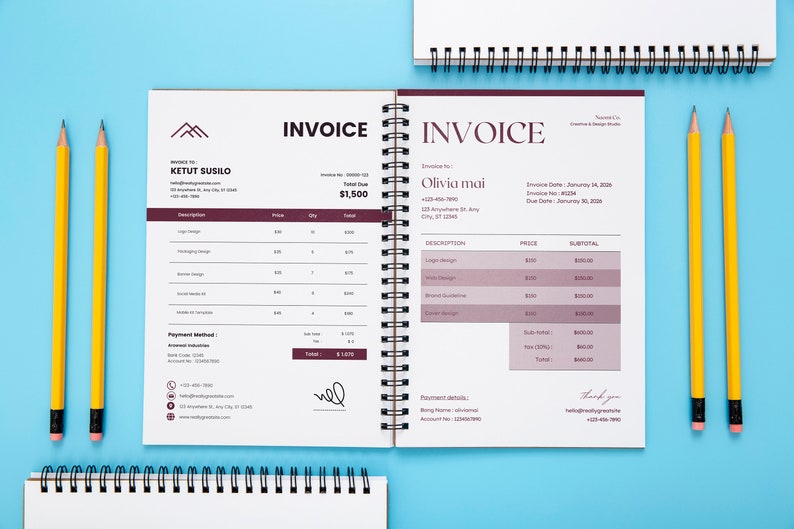 Invoice Template Form,business Invoice,editable WORD /canva Invoice ...