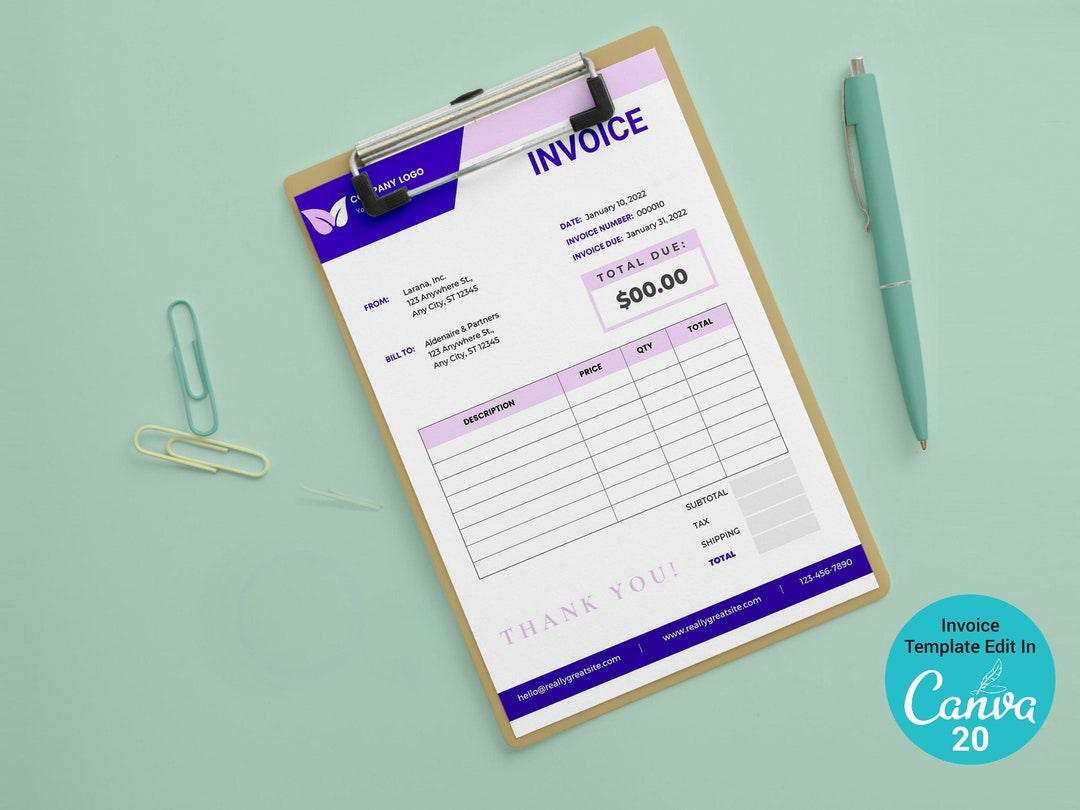 Printable Invoice Template, Invoice Form, Invoice Template, Canva ...