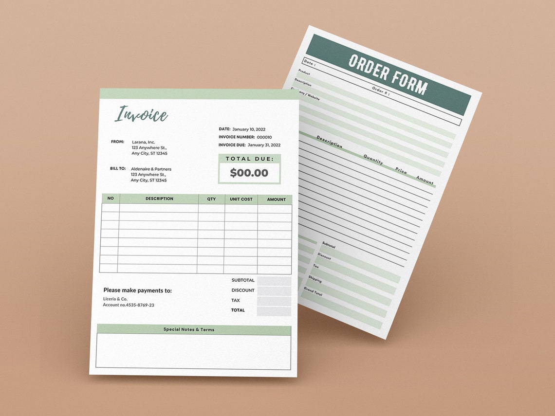 Custom Invoice Template, Printable Invoice, Invoice Form, Canva Invoice ...