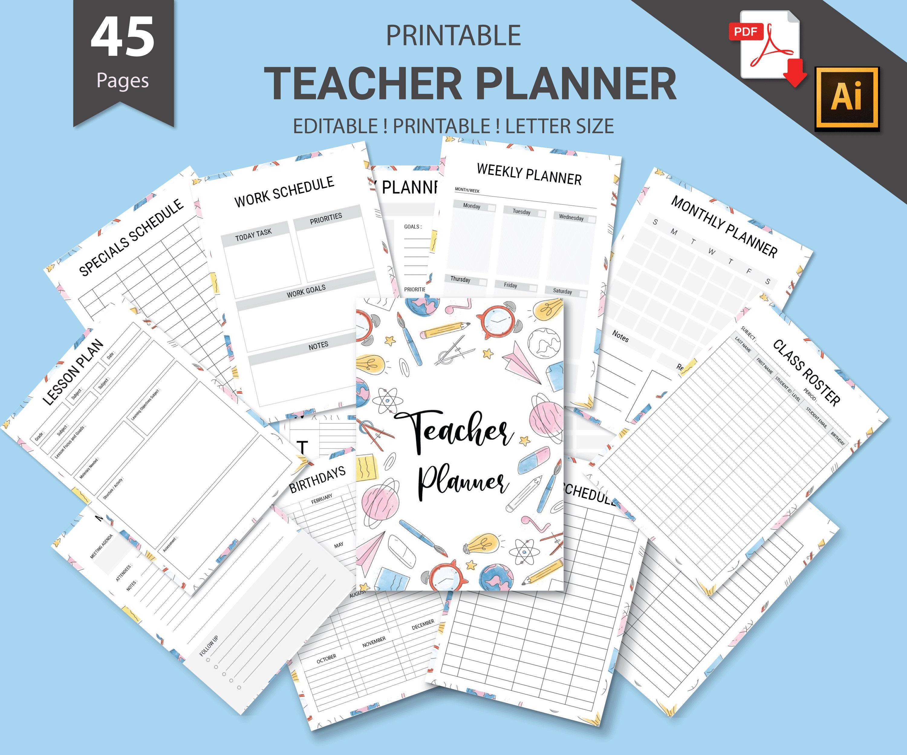 Teacher Planner,lesson Planner Printable, Academic Planner, Classroom ...