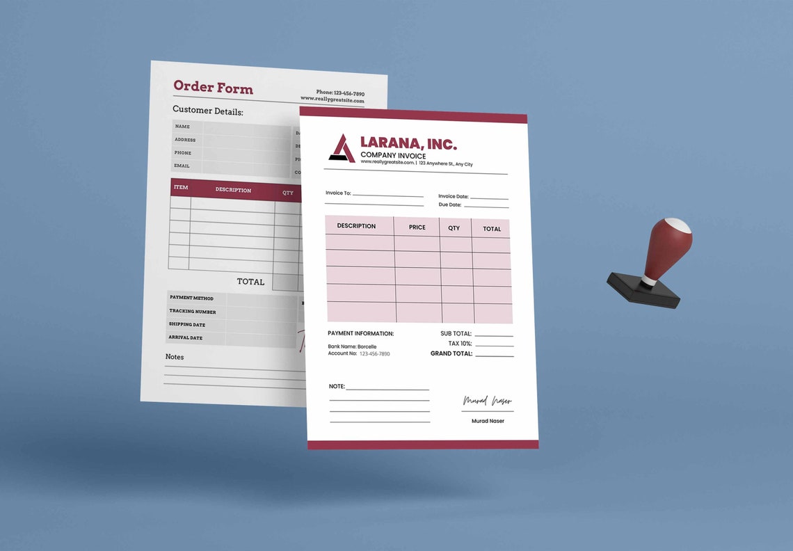 Modern Editable Invoice Billing Form Templatebusiness - Etsy