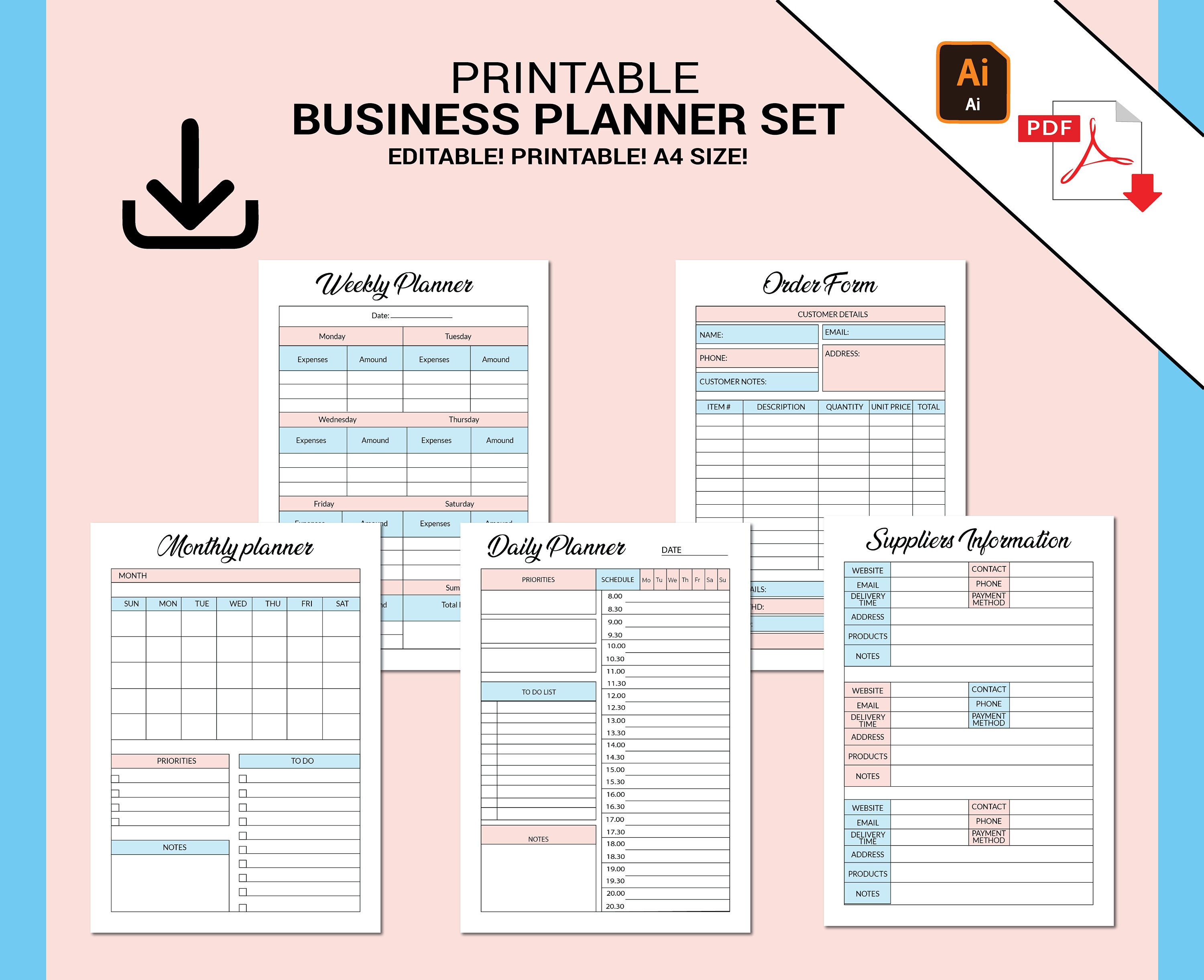 Business Planner Printable BUNDLE, Business Organizer, Small Business ...