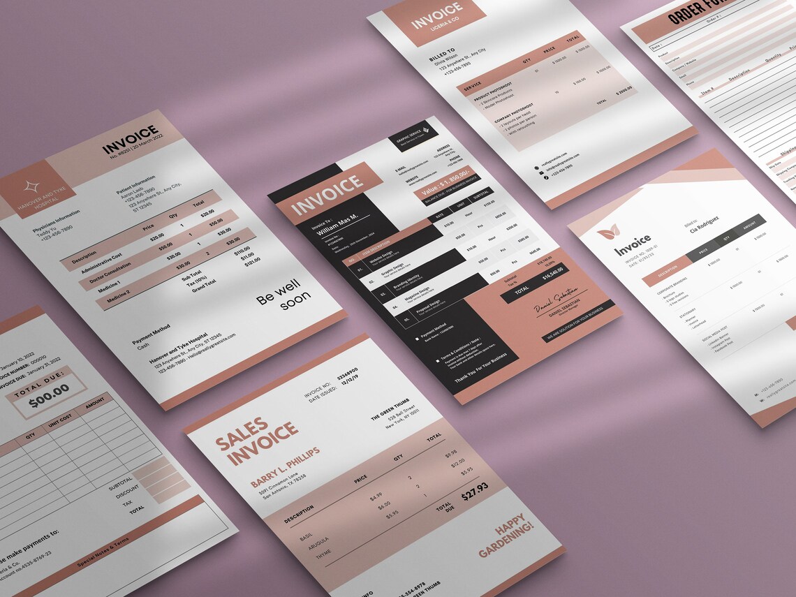 Invoice Template Small Business Canva Template CANVA - Etsy