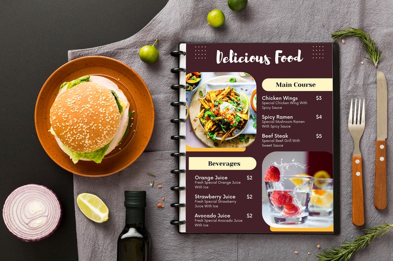 Food Menu Editablemenu Templaterestaurant Cafe Food | Etsy