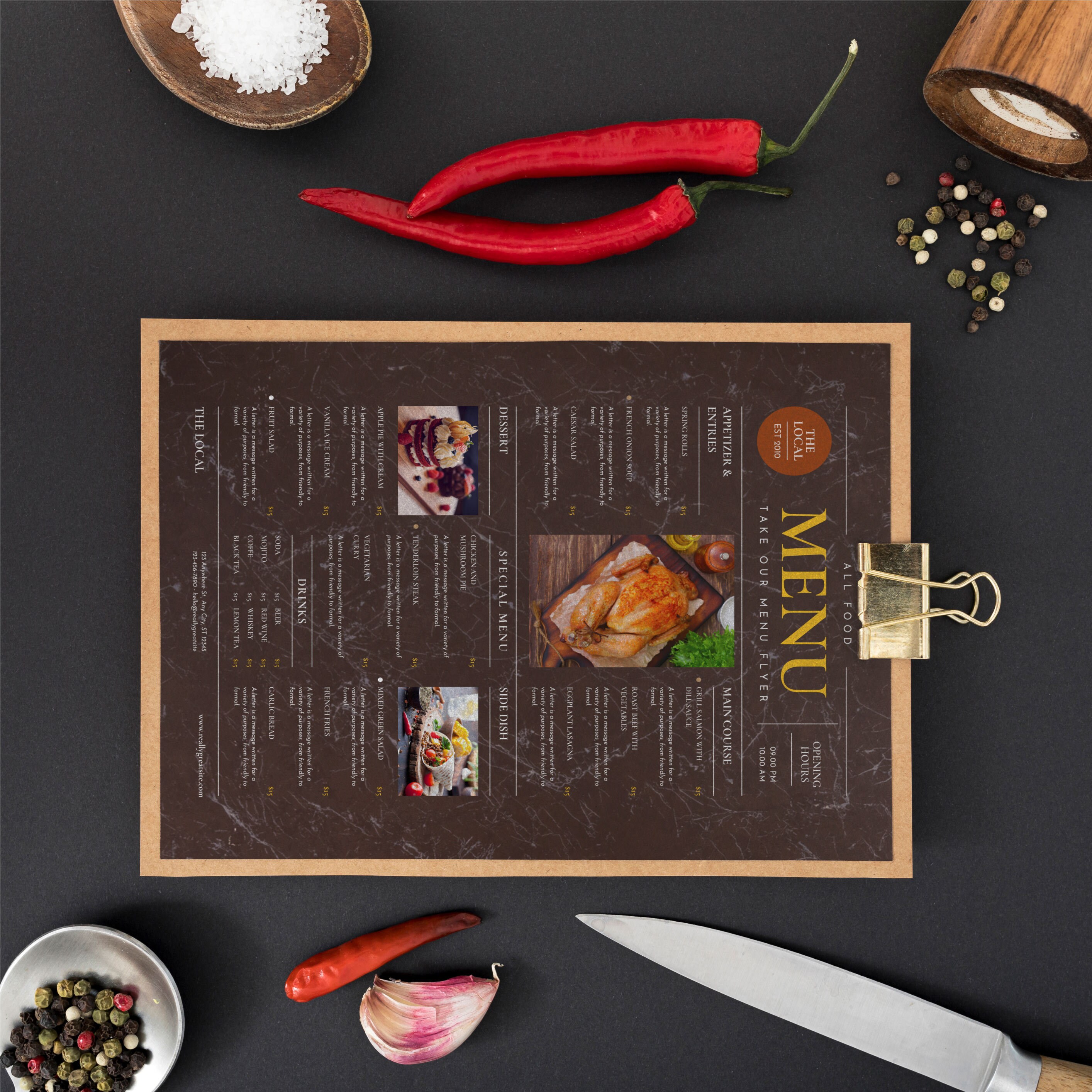 Simple Restaurant Menu Template - Food Menu Flyer Template - Cocktail ...