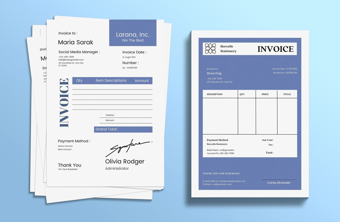 Invoice Editable Template,printable Invoice,order Form Invoice, Invoice ...