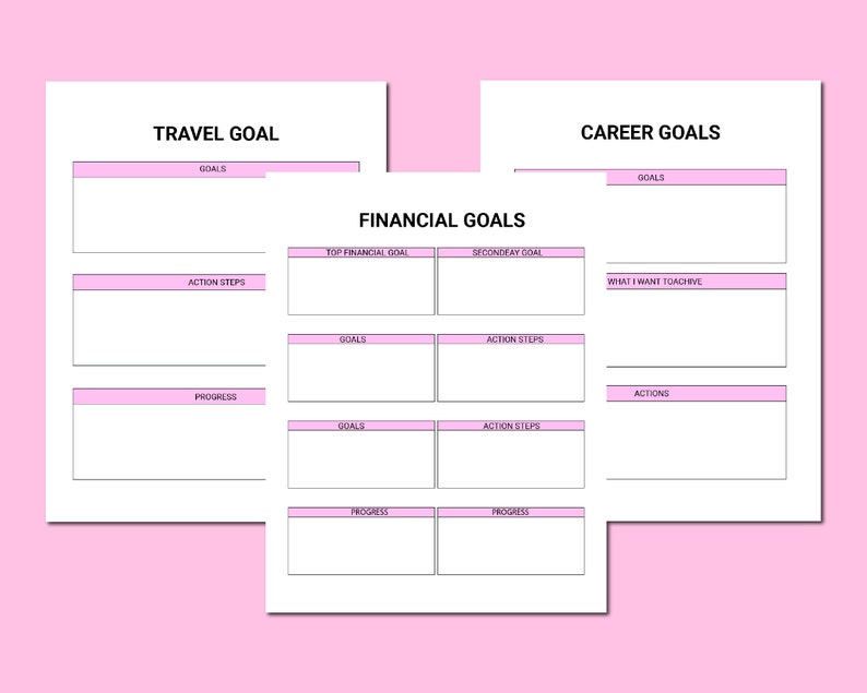 Goal Planner Bundle,goal Planner Printable,habit Tracker,financial Goal ...