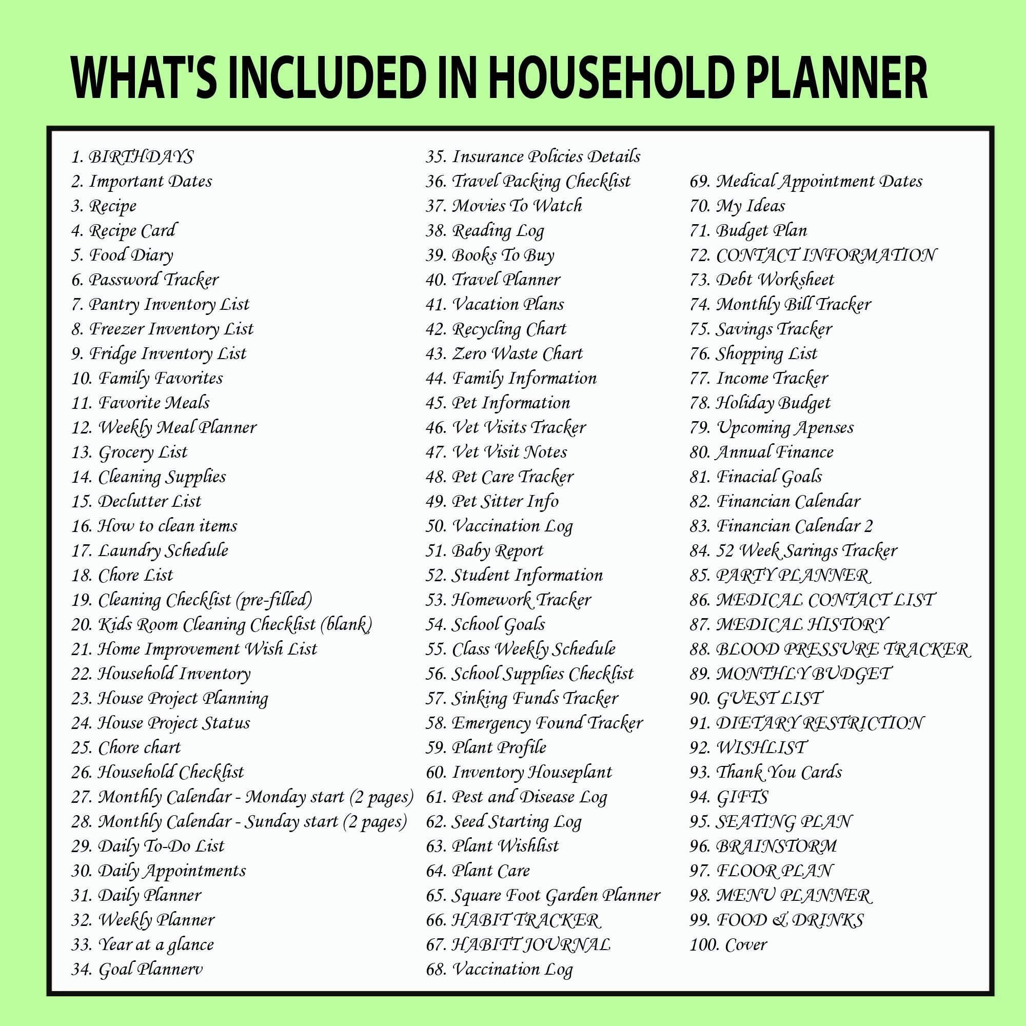 Home Management Planner Printable,home Organization Planner,household ...