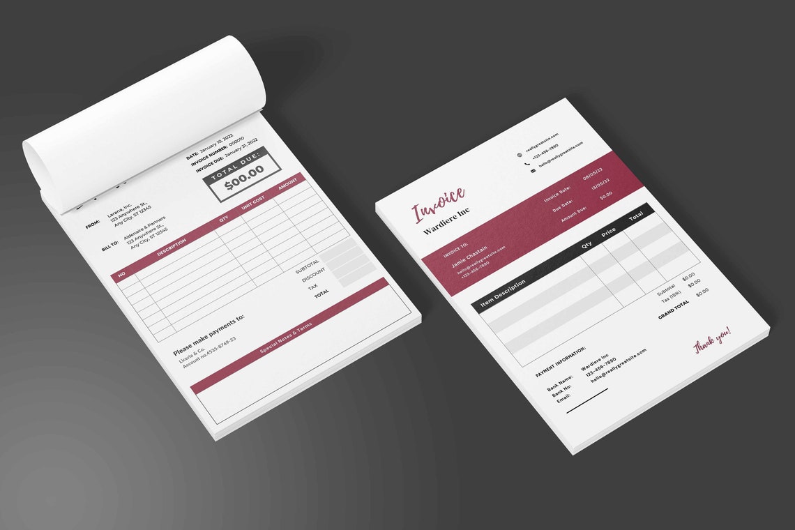 Modern Editable Invoice Billing Form Templatebusiness - Etsy