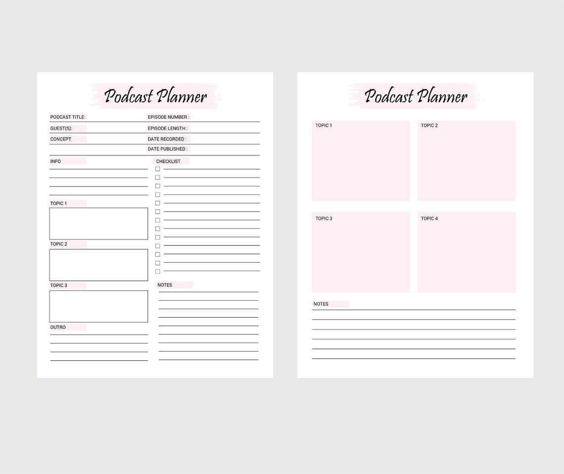 Podcast Episode Planner, Podcast Planner Printable, Editable Podcast ...