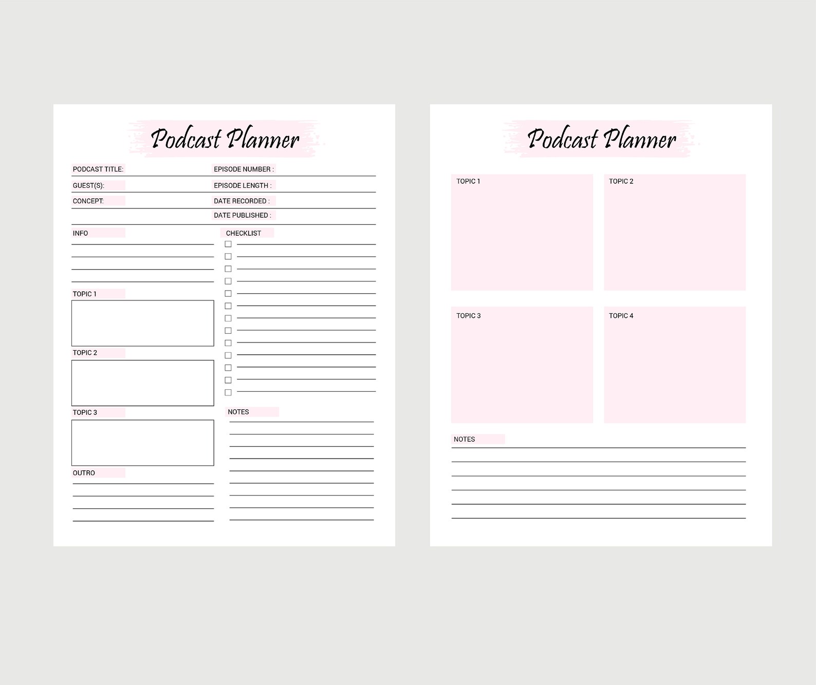 Podcast Episode Planner, Podcast Planner Printable, Editable Podcast ...