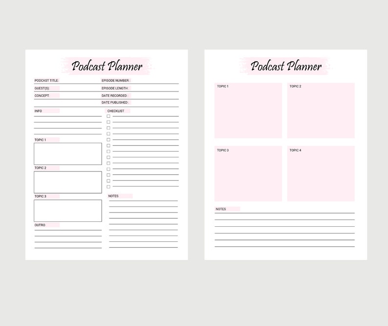 Podcast Episode Planner, Podcast Planner Printable, Editable Podcast ...