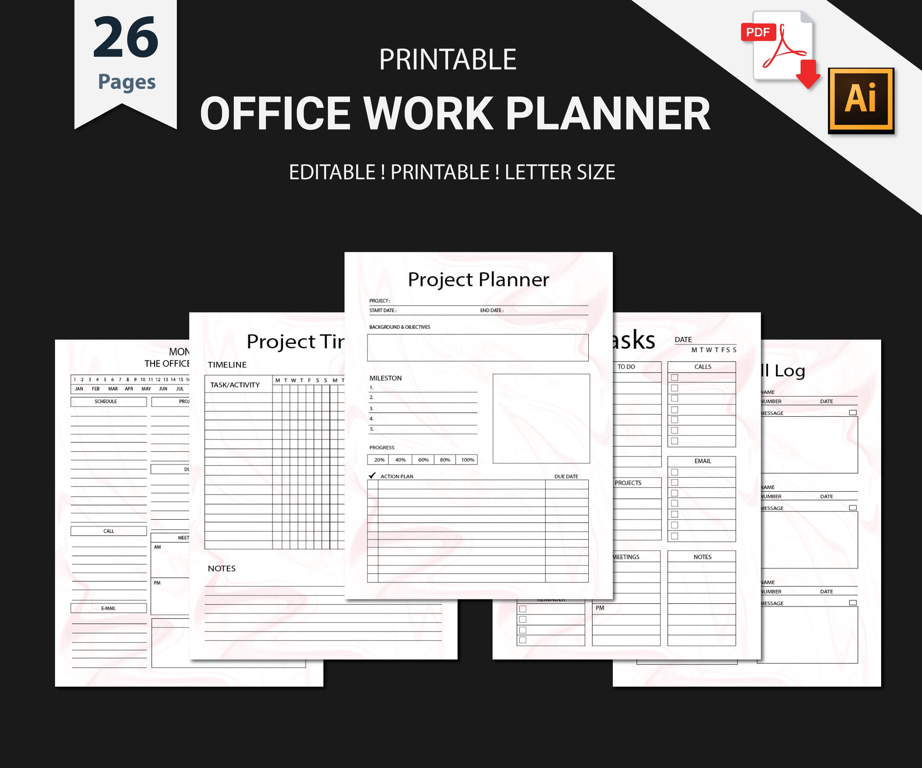 Office Organizer Printable | Office Work Planner | Office Task Tracker ...