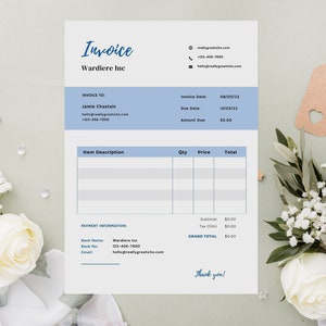 Digital Invoice Template | Printable Invoice | Custom Order Forms ...