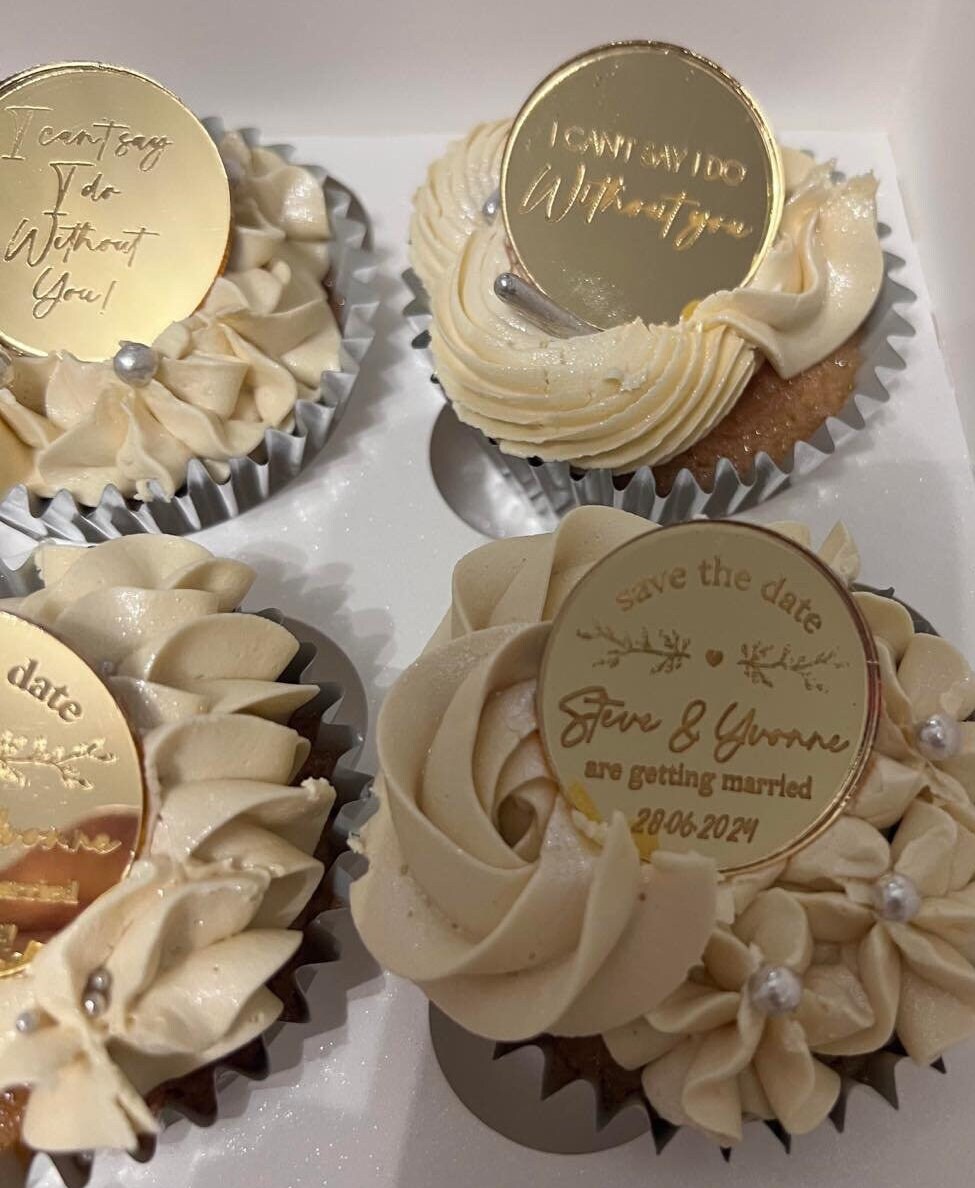 Custom Acrylic Cupcake Cake Topper Discs Personalised Gold - Etsy