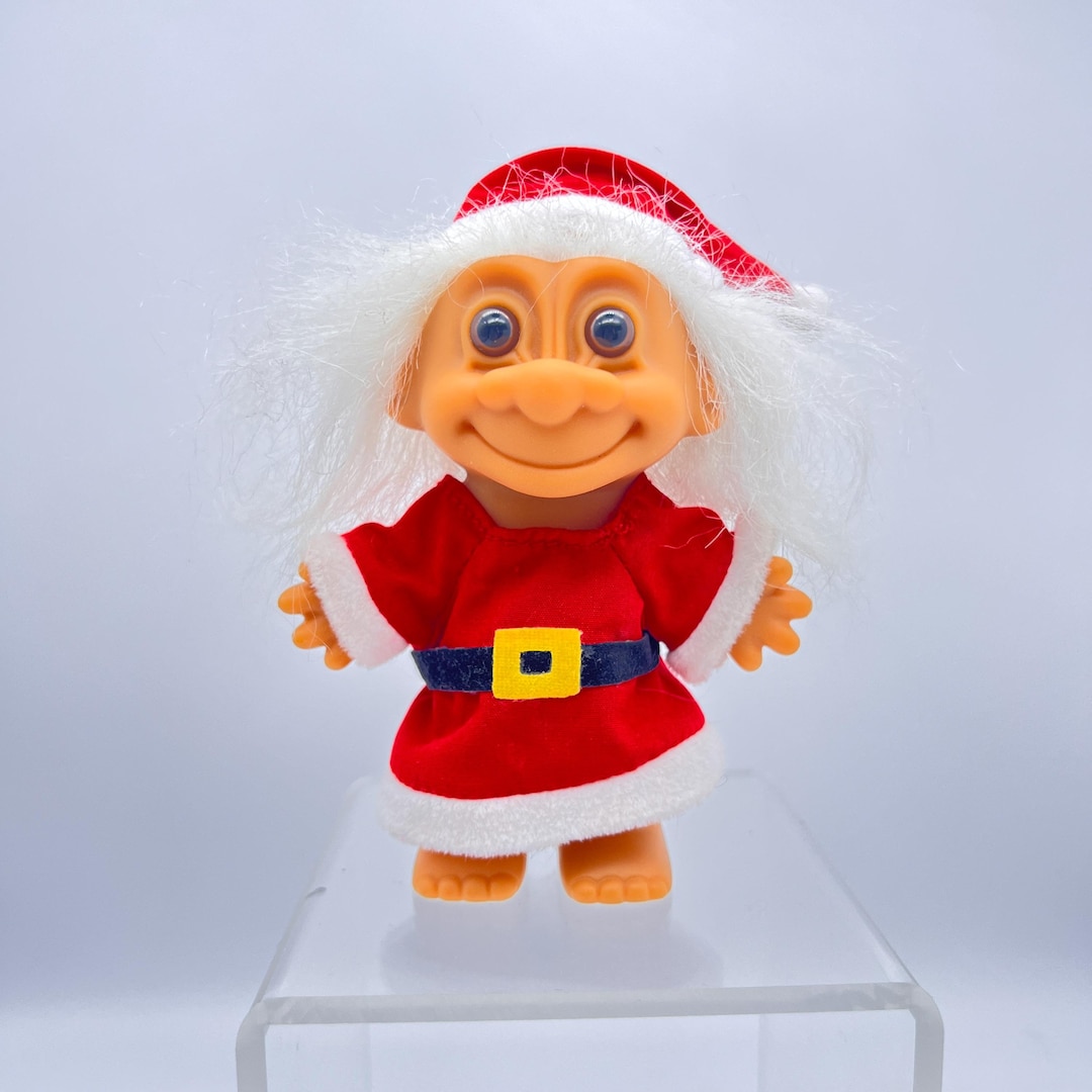 Vintage Russ Santa Troll Doll White Hair Christmas Holiday Figure Décor ...