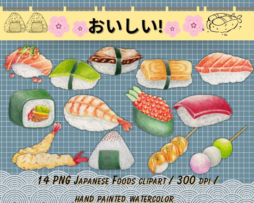 Japanese Foods Clipartpng Clipart Download Digital Hand - Etsy