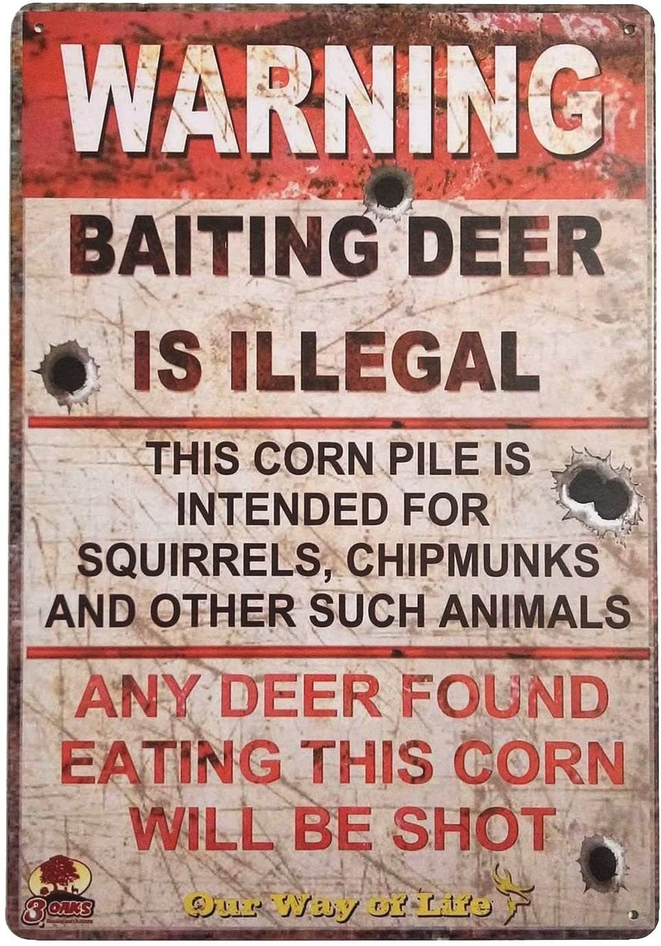 Warning Baiting Deer is Illegal Vintage Retro Metal Tin Sign for Home ...