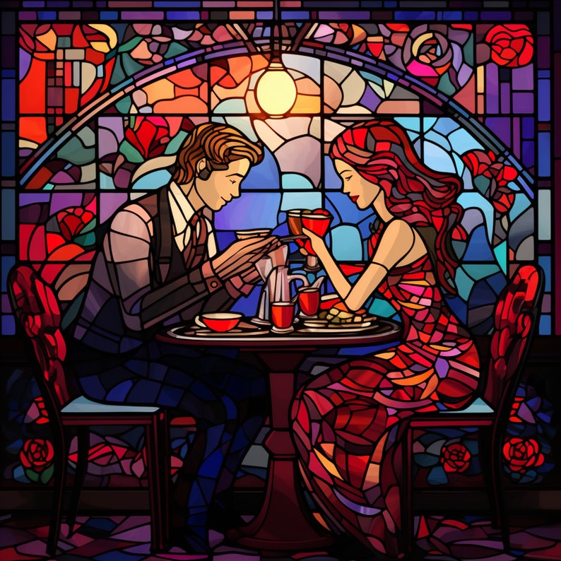5 Printable Stained Glass Lovers Paper Digital Download Use for Custom ...