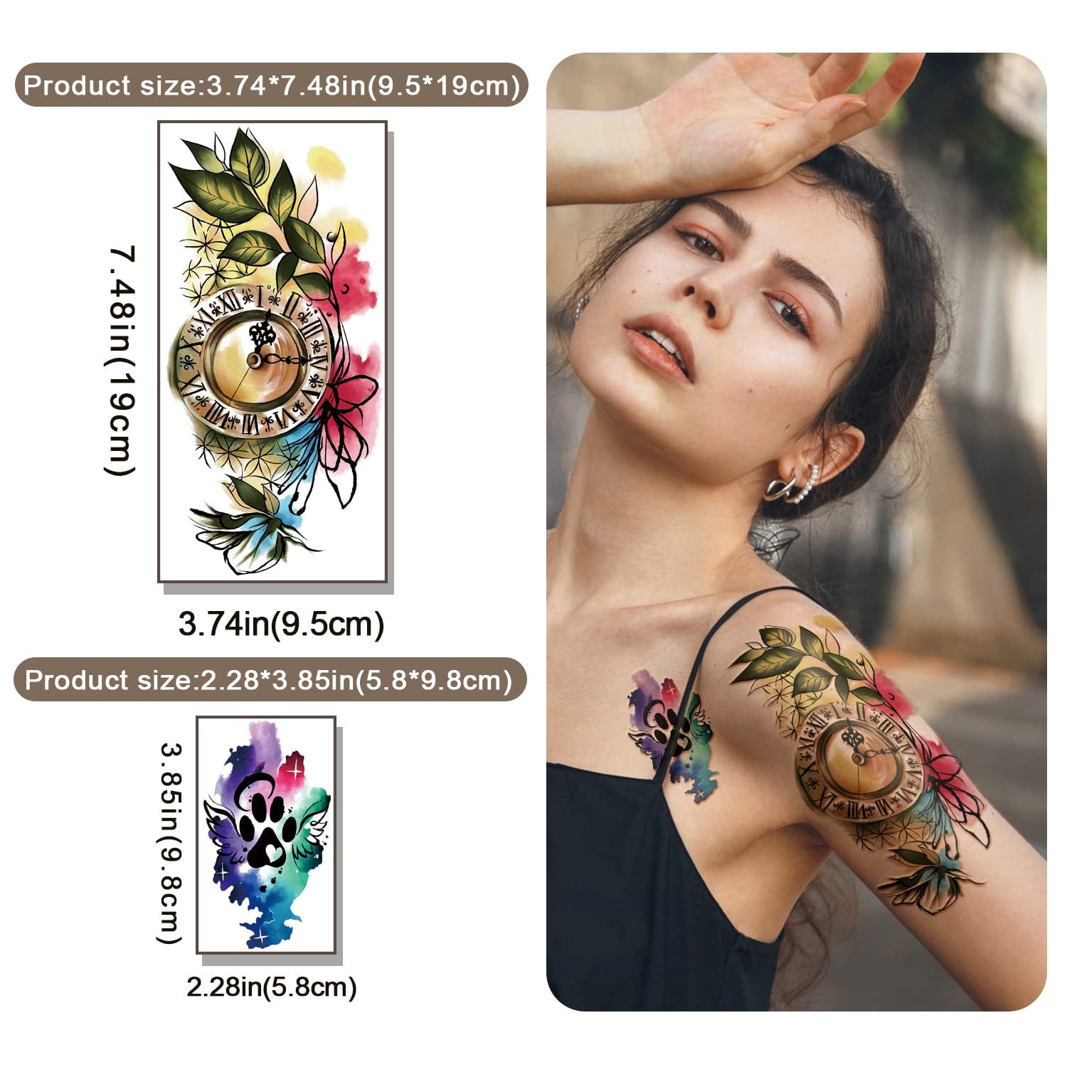 3D Realistic Temporary Tattoos Animals Half Arm Sleeve Tribal - Etsy