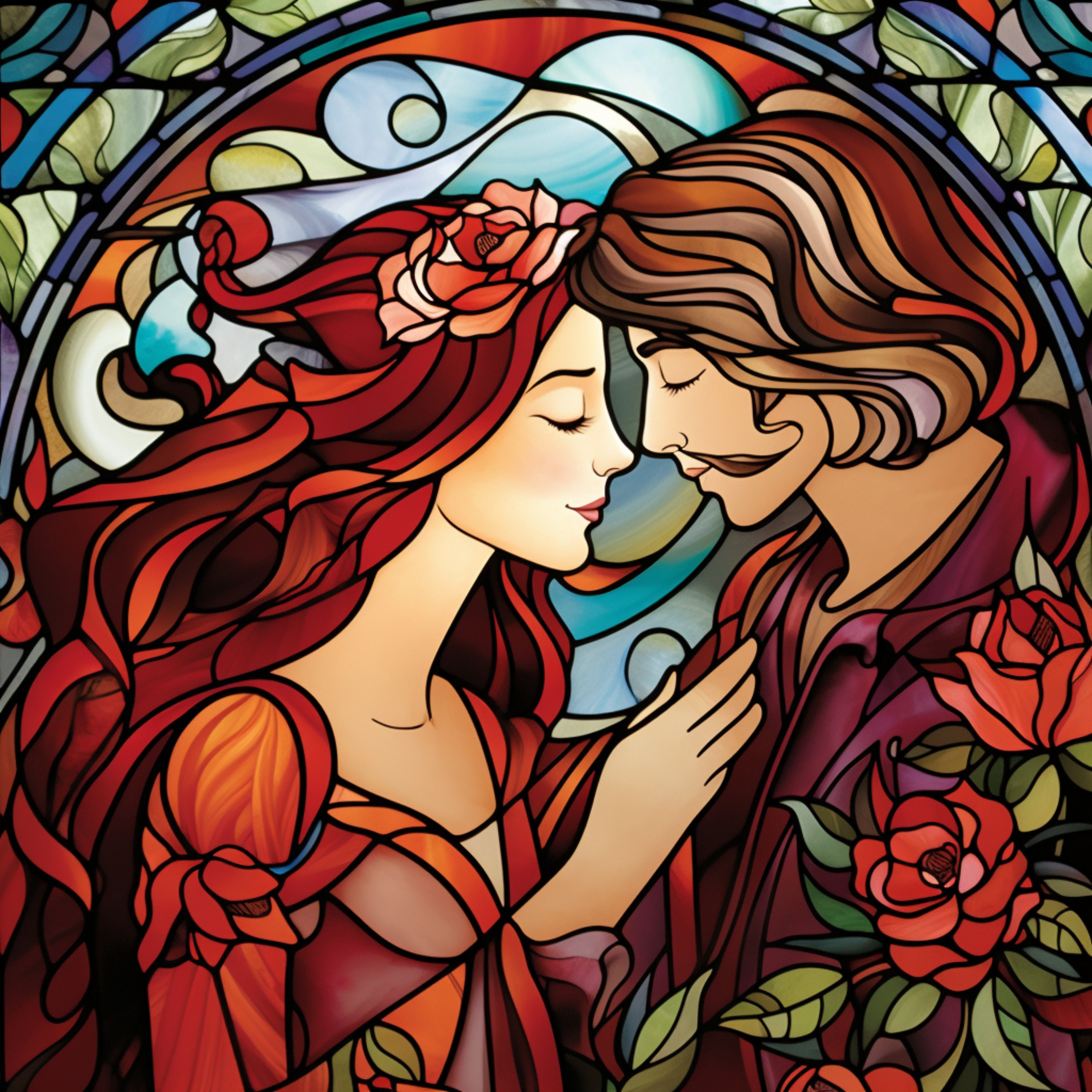 5 Printable Stained Glass Lovers Paper Digital Download Use for Custom ...