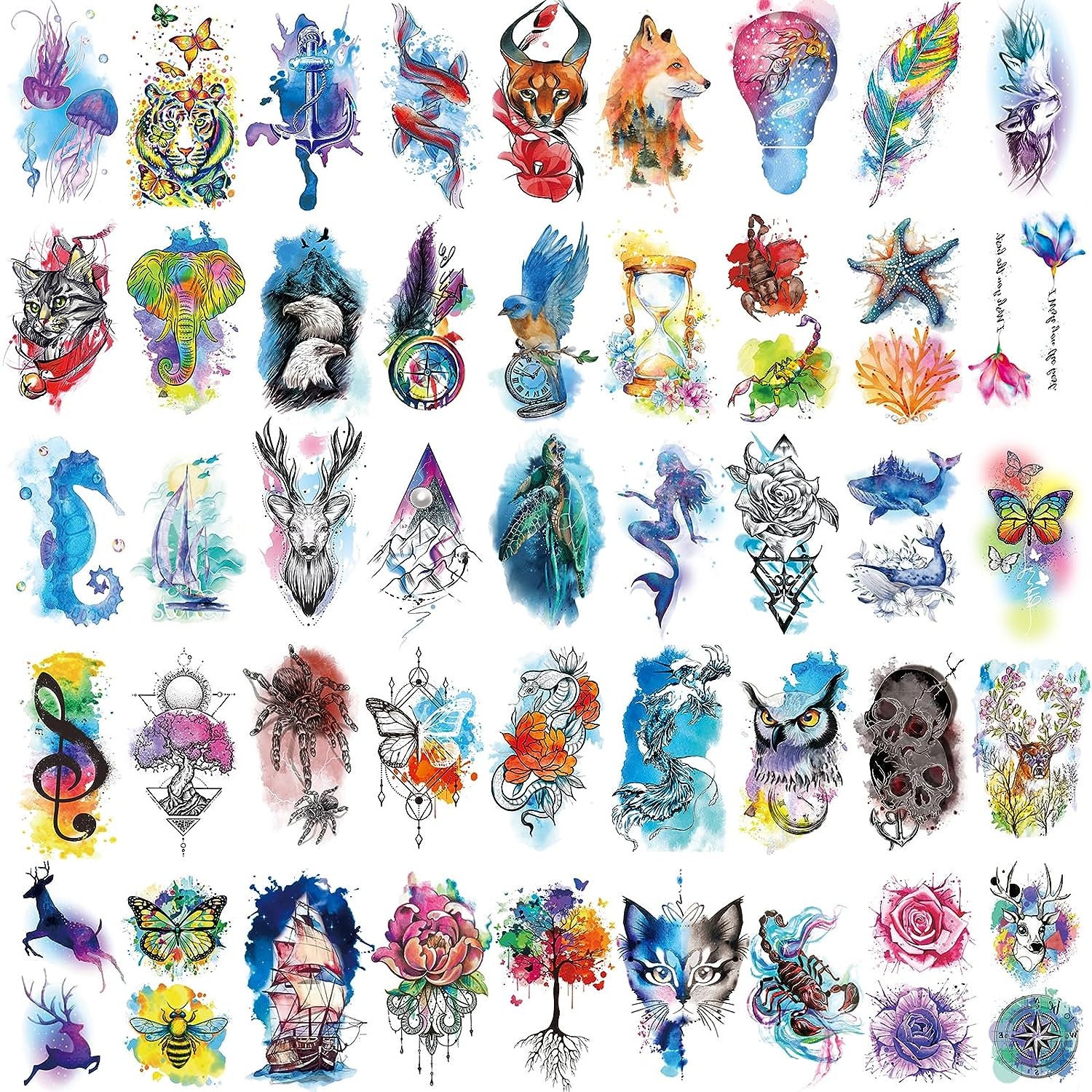 3D Realistic Temporary Tattoos Animals Half Arm Sleeve Tribal Tiger ...