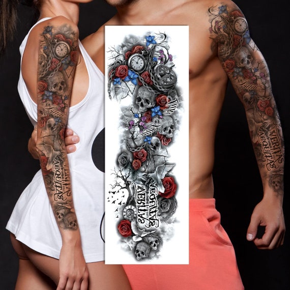 Realistic Look Full Arm Sleeve Temporary Tattoo Sticker Extra - Etsy