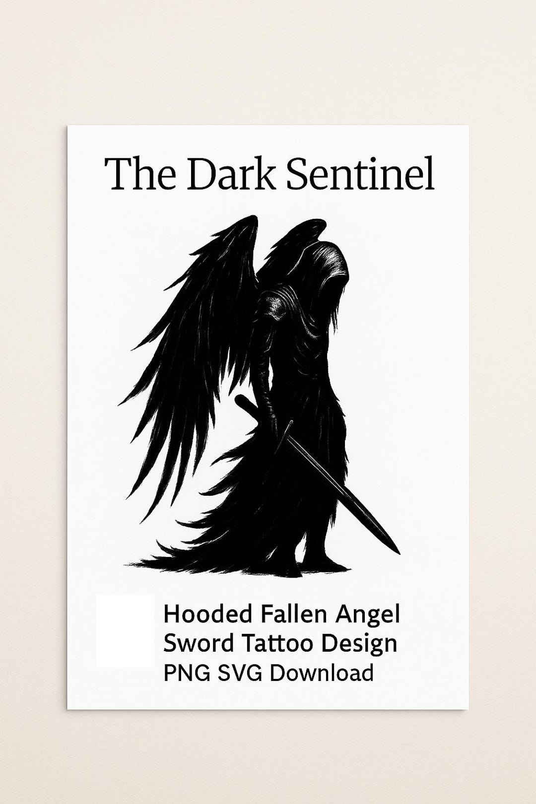 Fallen Angel Sword Tattoo Design – Gothic Fantasy Art (PNG SVG Download ...