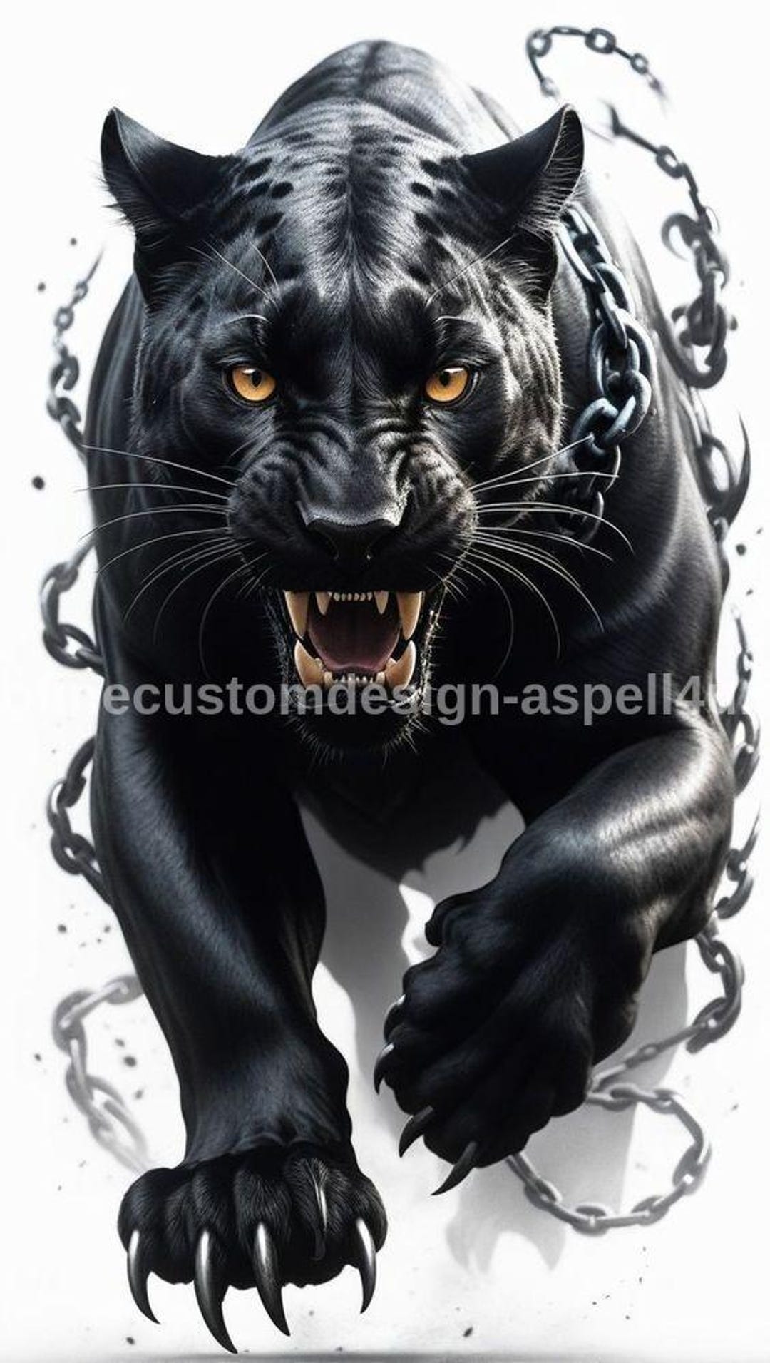 Black Panther Breaking Chains Printable Large Temporary Tattoo - Custom ...