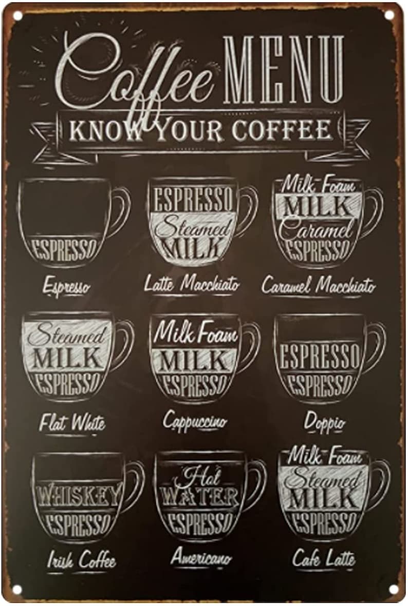 Vintage Coffee Menu Sign Metal Coffee Tin Sign for Home | Etsy