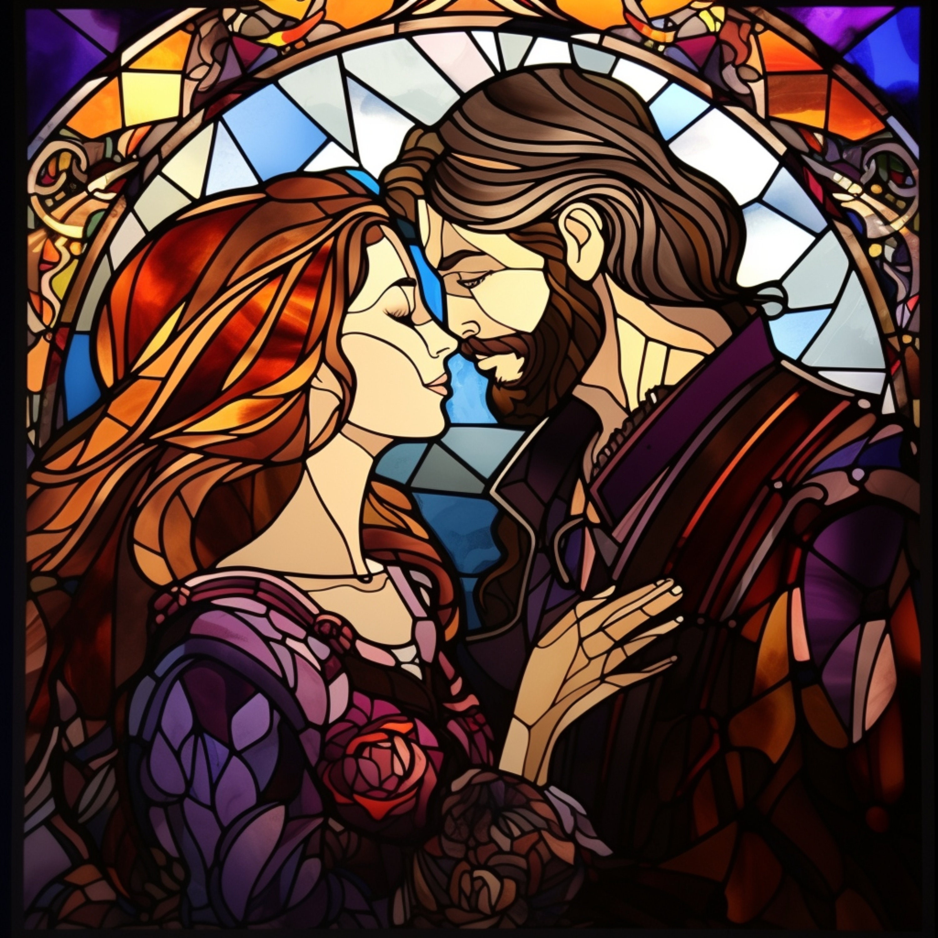 5 Printable Stained Glass Lovers Paper Digital Download Use for Custom ...