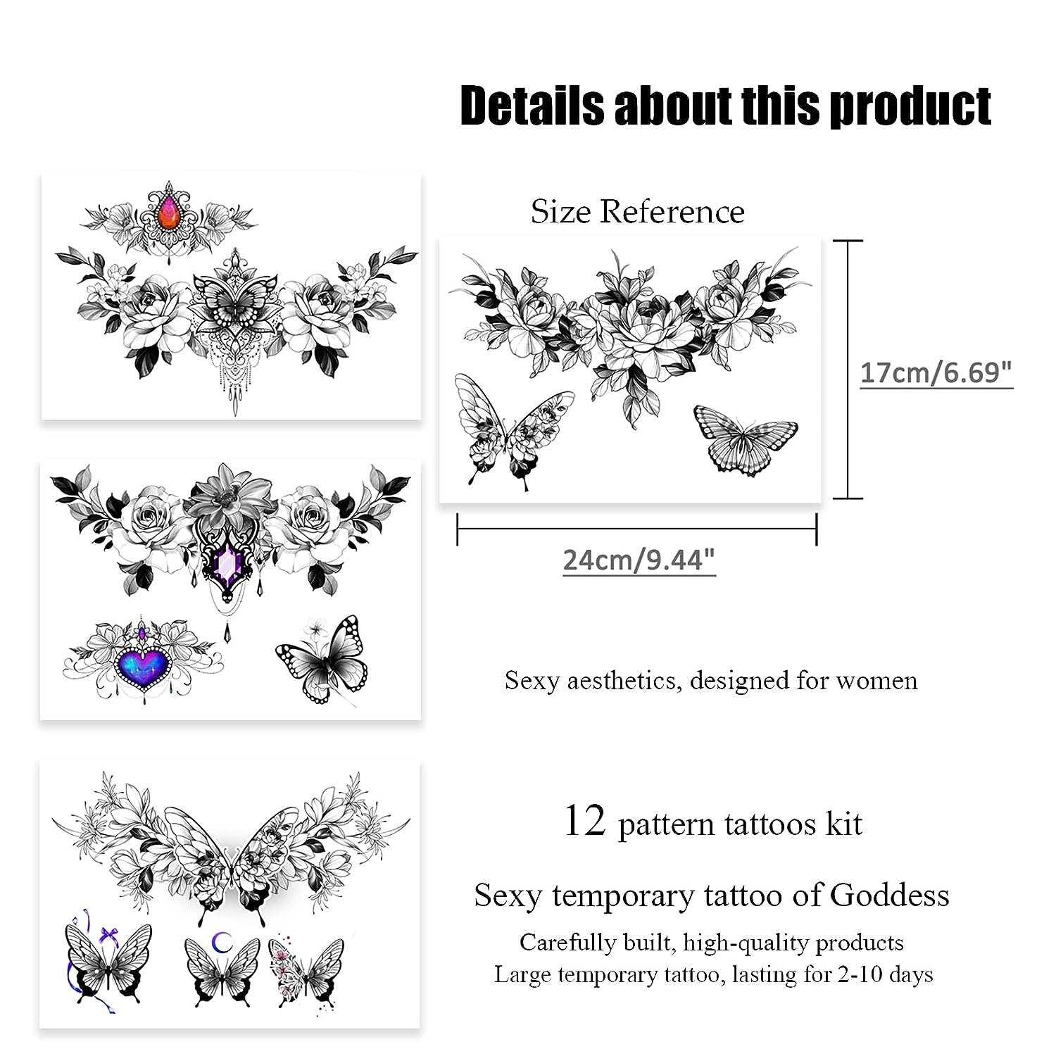 3D Realistic Under Boob Nether Region Female Temporary Tattoos ...