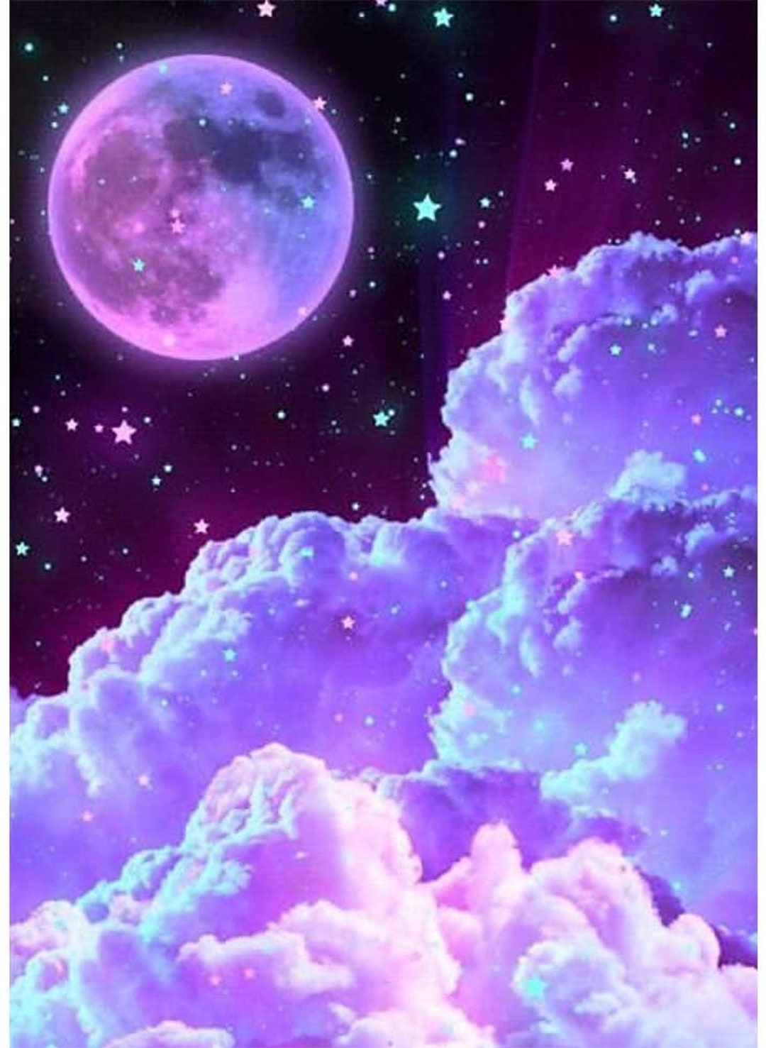 Purple Moon Diamond Painting Kit | Celestial DIY Wall Art (12x16 Inches ...