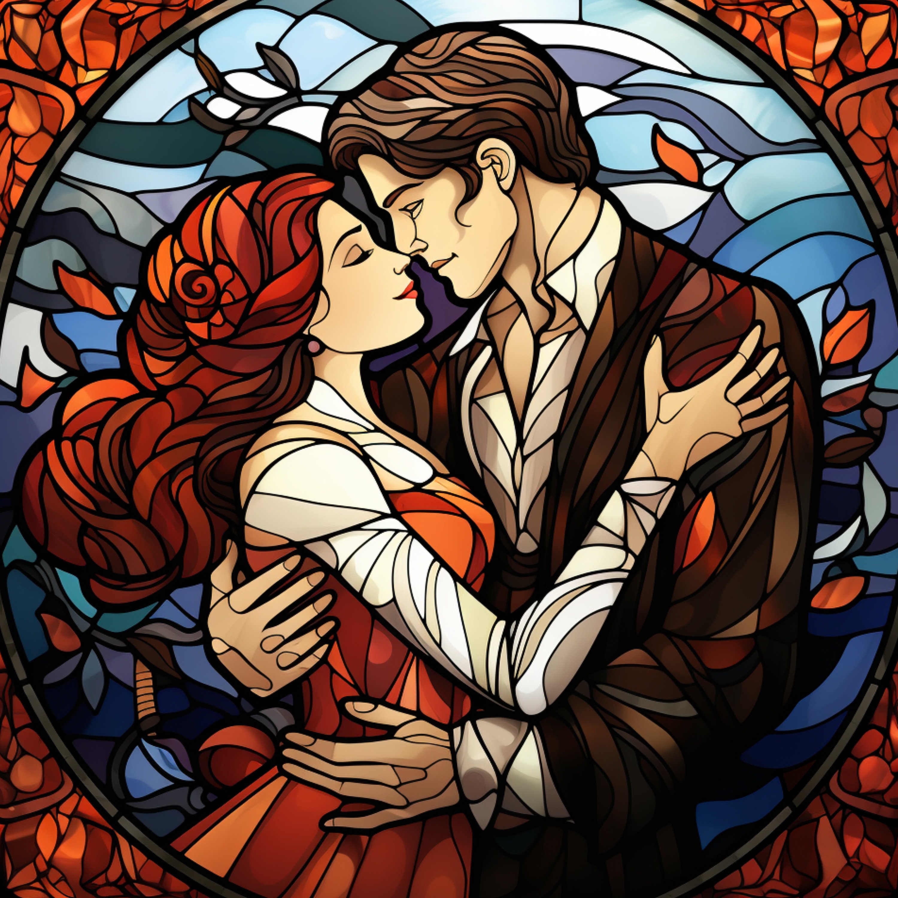 5 Printable Stained Glass Lovers Paper Digital Download Use for Custom ...