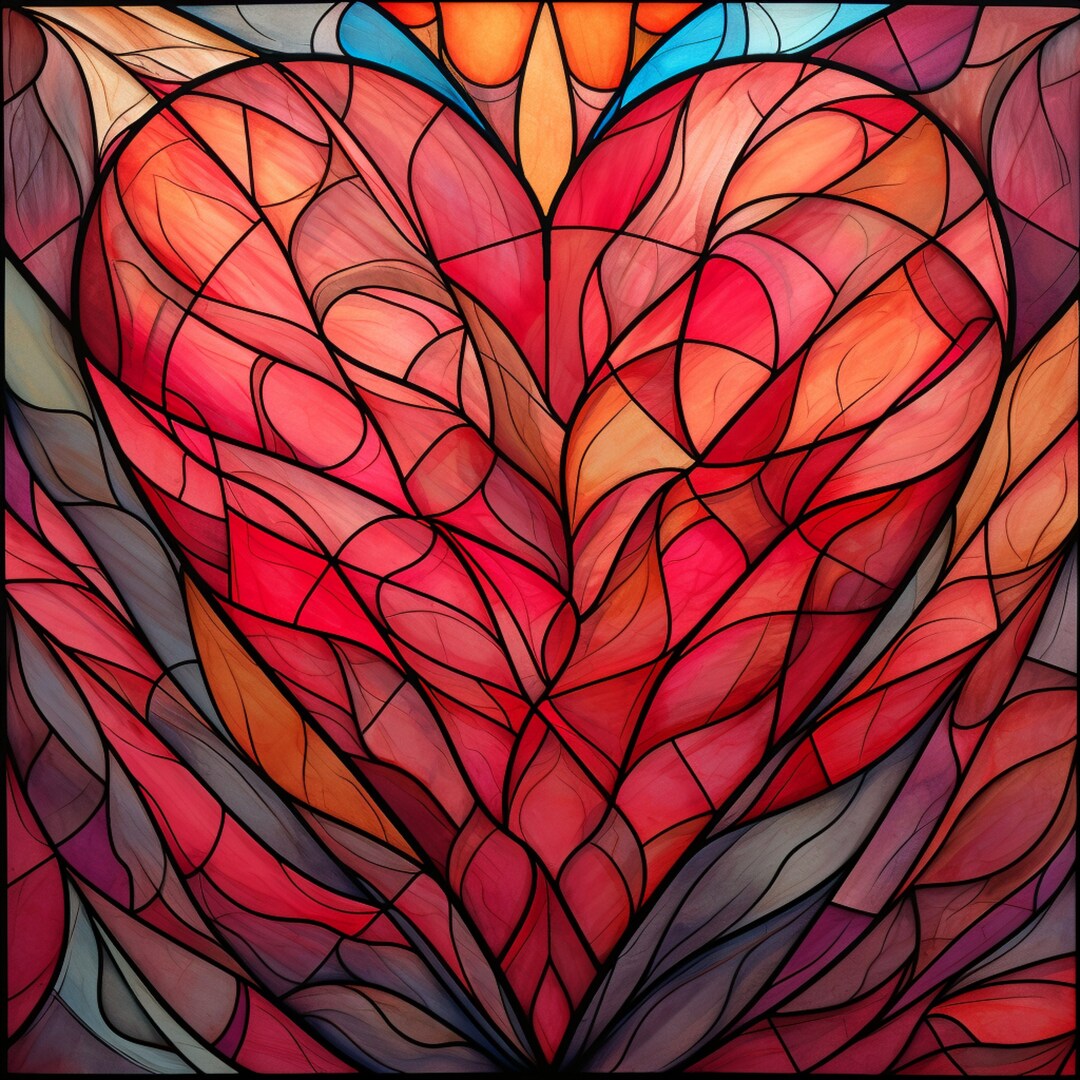 5 Printable Stained Glass Lovers Paper Digital Download Use for Custom ...