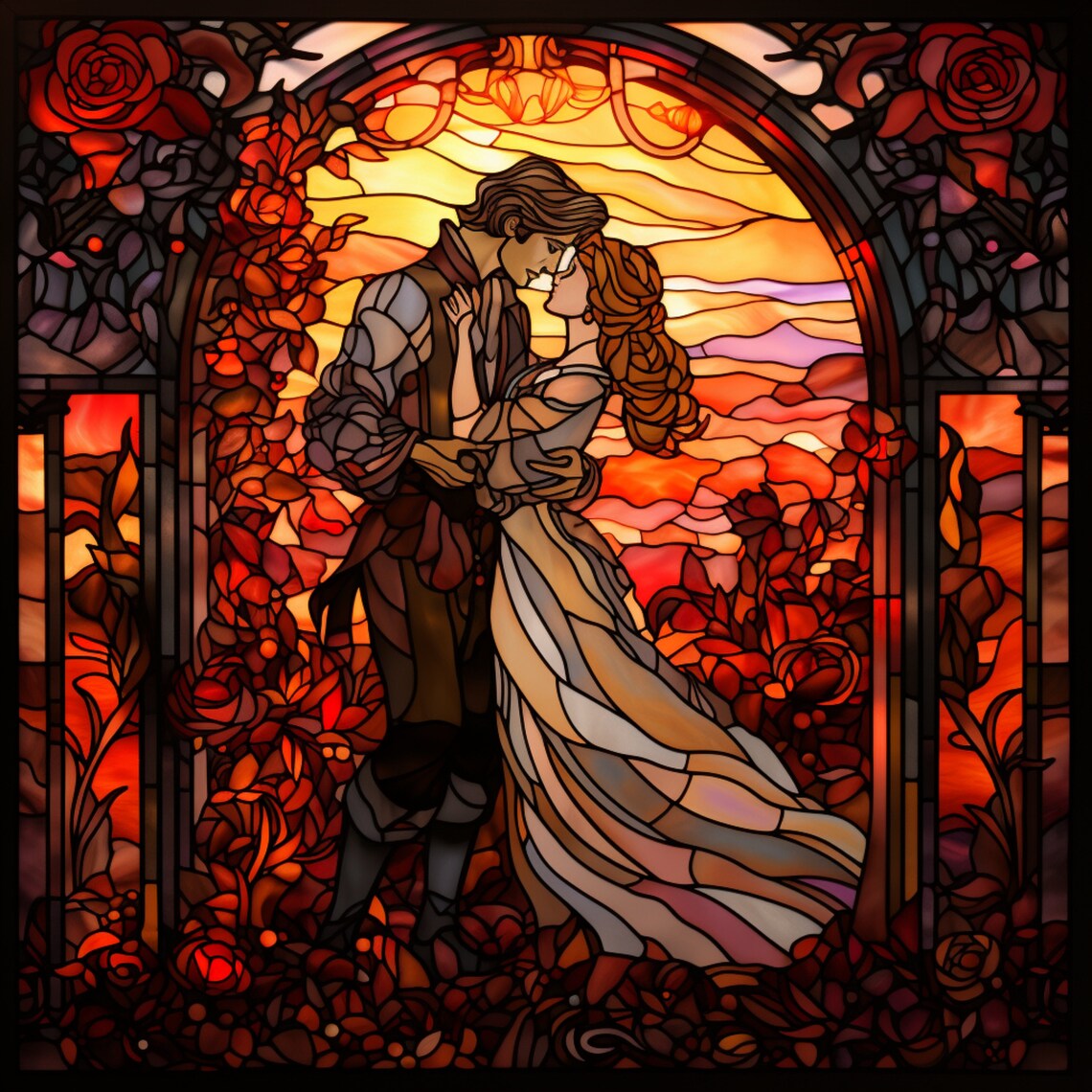 Stained Glass Lovers Art Print, Whimsigoth Couple (digital Download) - Etsy