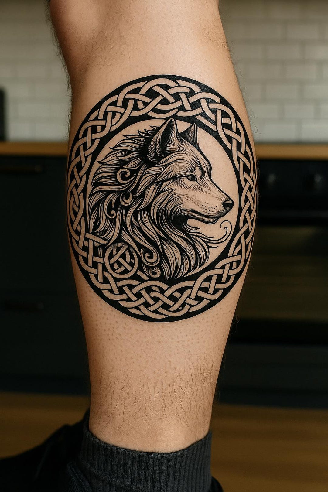 Celtic Wolf Art Print Digital Download Tribal Wolf in Celtic Knot ...