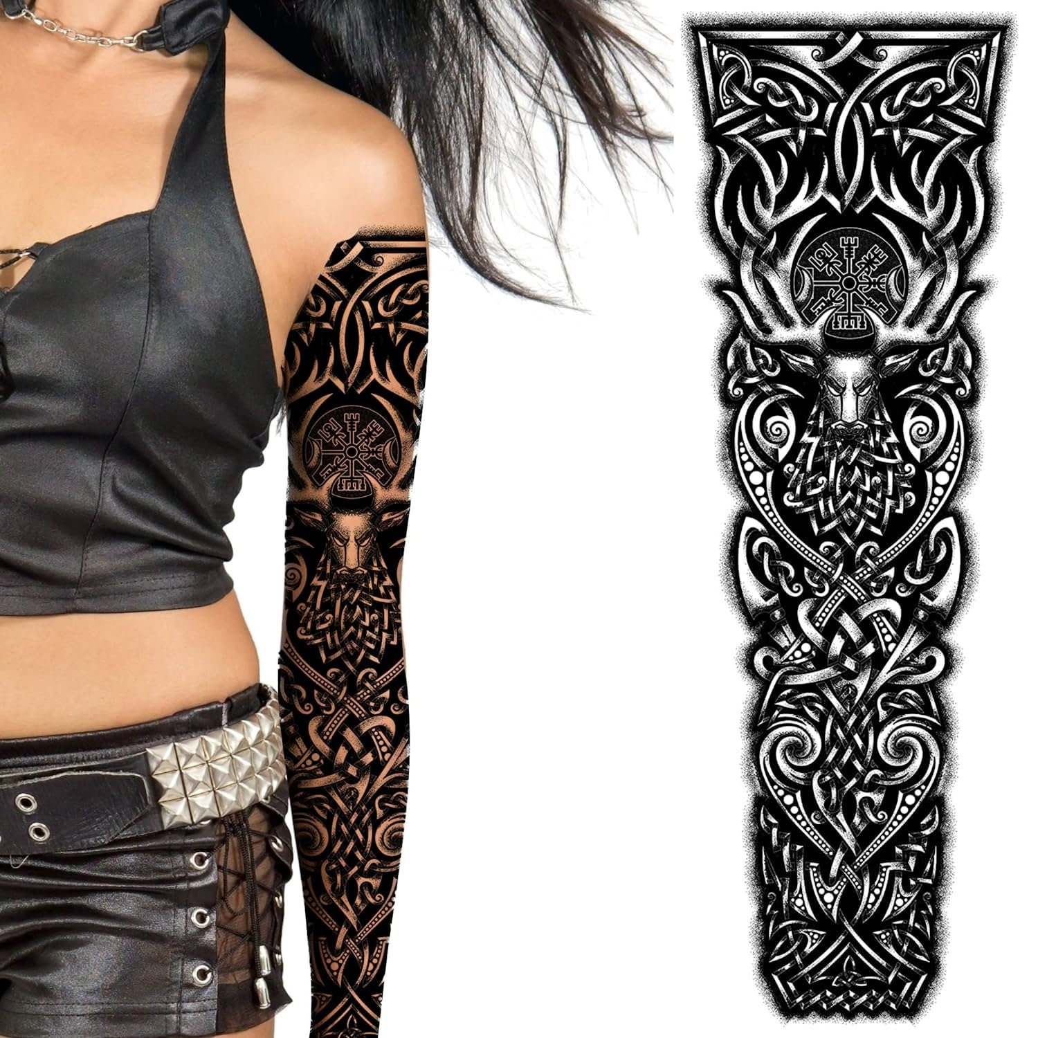 Viking Nordic Compass Medieval Celtic Adult Temporary Tattoo Sleeve ...