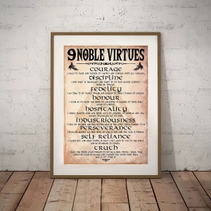 Viking Nine Noble Virtues Art - Rustic Metal Sign, Home Decor (8.5x12 ...