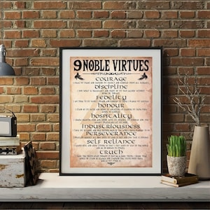 Viking Nine Noble Virtues Art - Rustic Metal Sign, Home Decor (8.5x12 ...