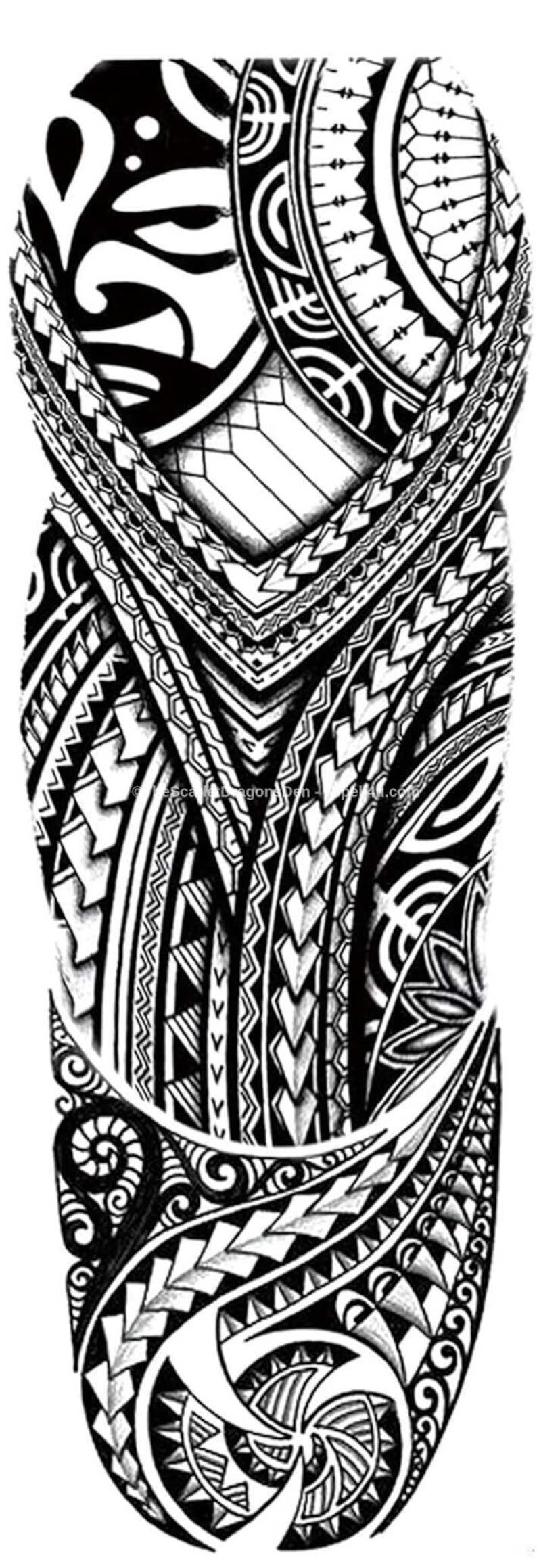 3D Polynesian Maori Printable Large Full Coverage Temporary Tattoo ...