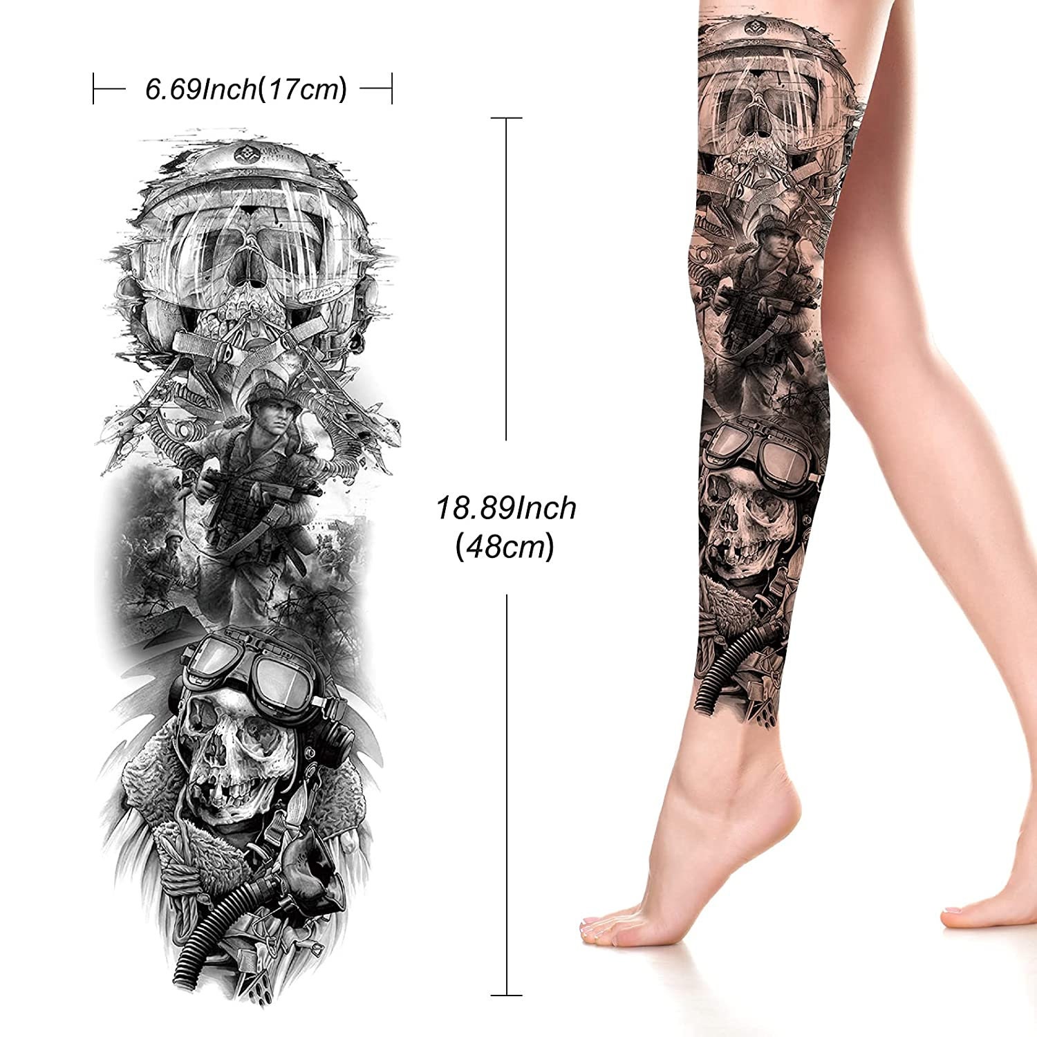 Tattoos Full Arm Temporary 3D Fake Tattoos Extra Large Long Lasting ...