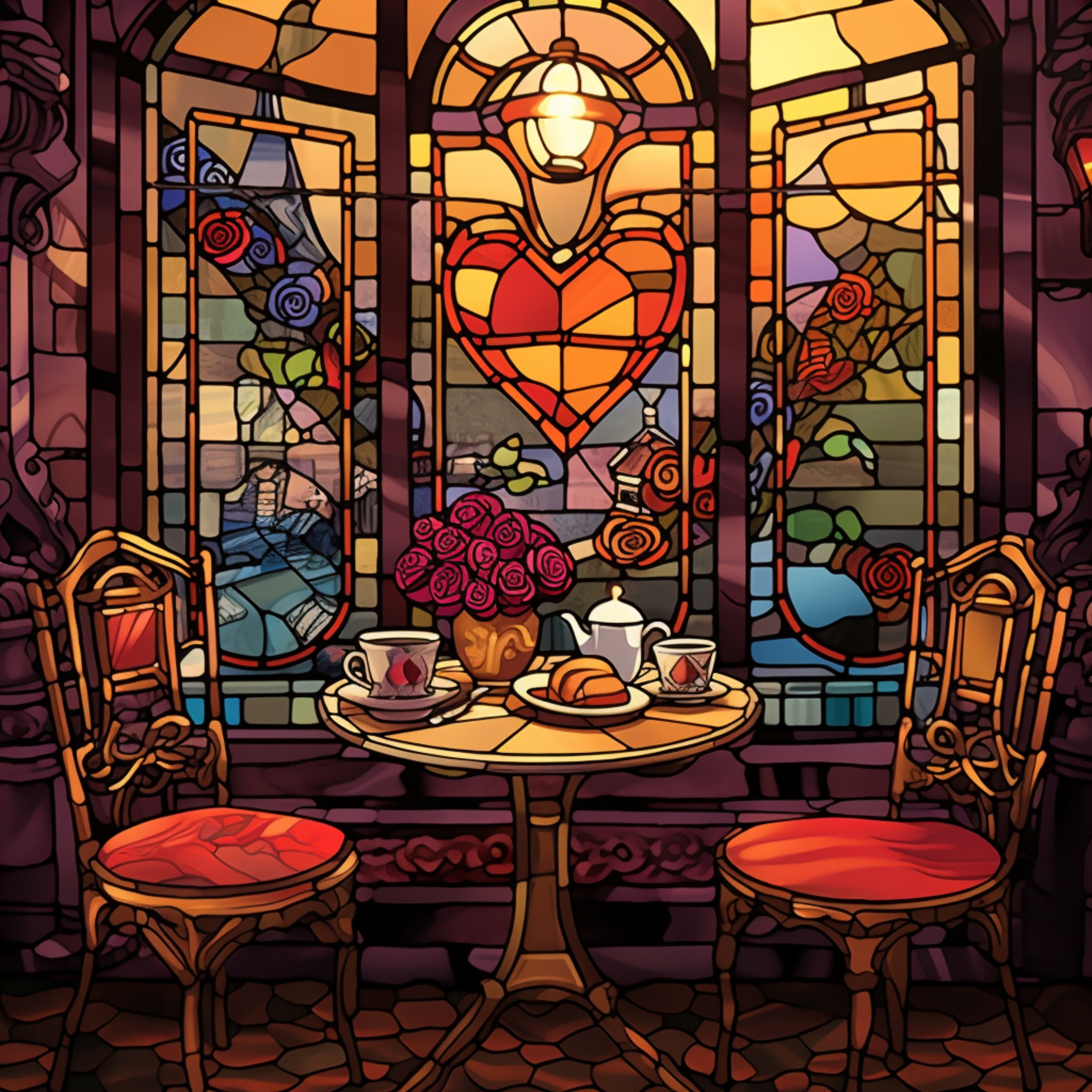Stained Glass Lovers Print, Whimsigoth Home Decor (digital Download) - Etsy