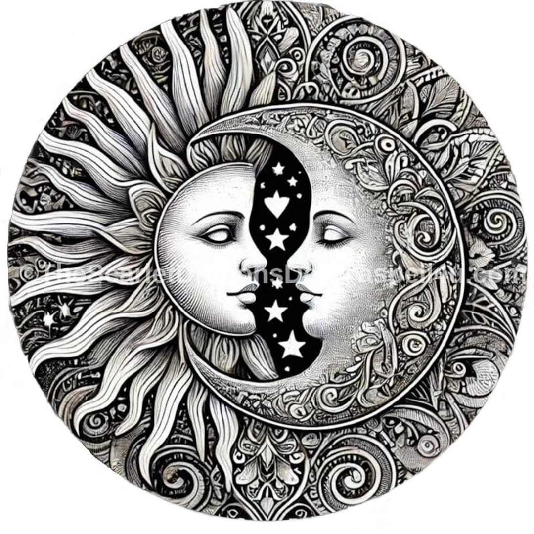 Sun Moon and Stars Printable Large Full Coverage Temporary Tattoo ...