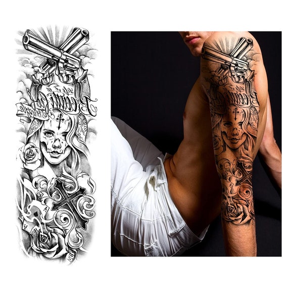 Realistic Look Full Arm Sleeve Temporary Tattoo Stickers Body | Etsy