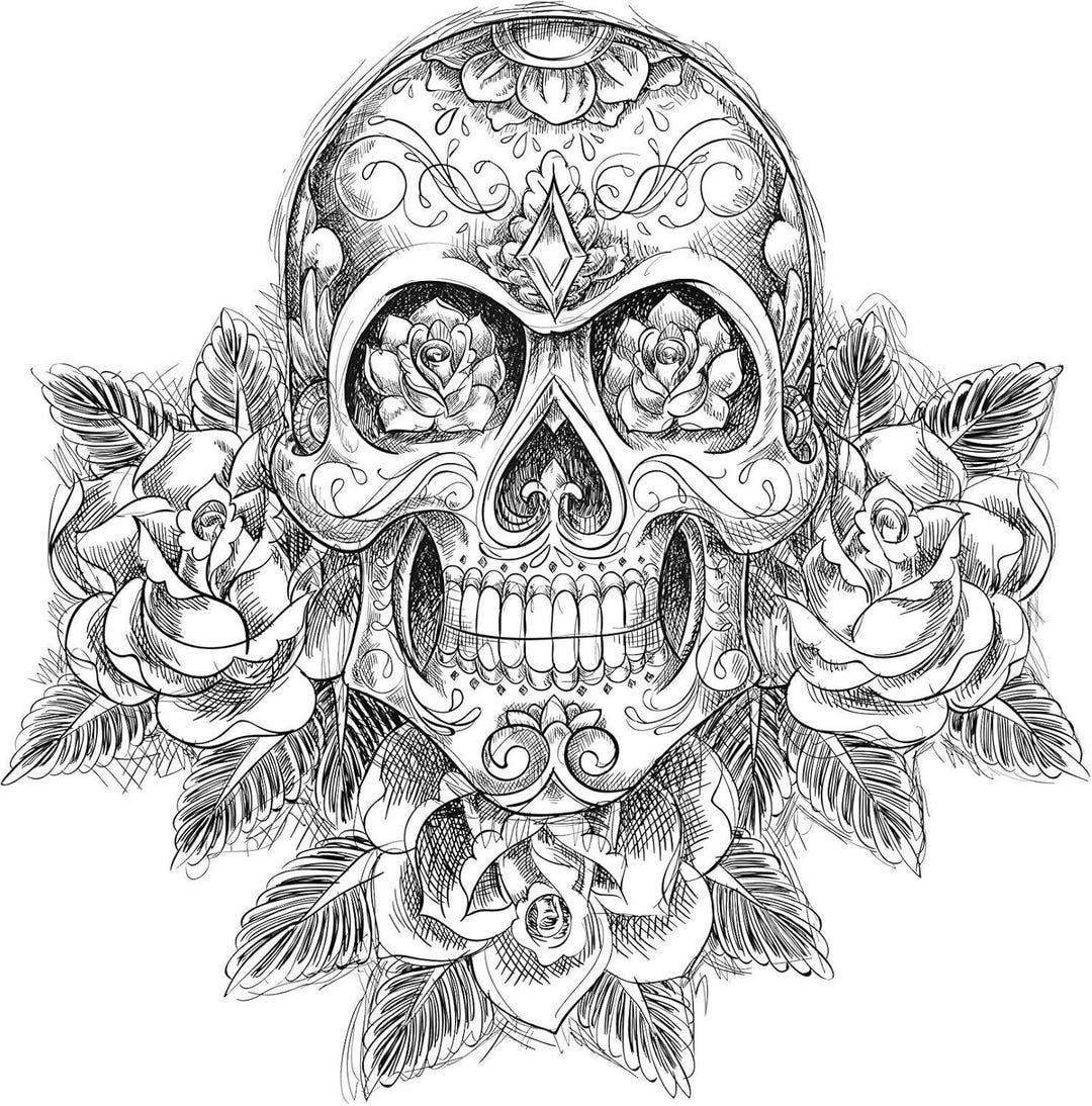 Skull Print Transparent Printable Full Sleeve and Back Large Temporary ...